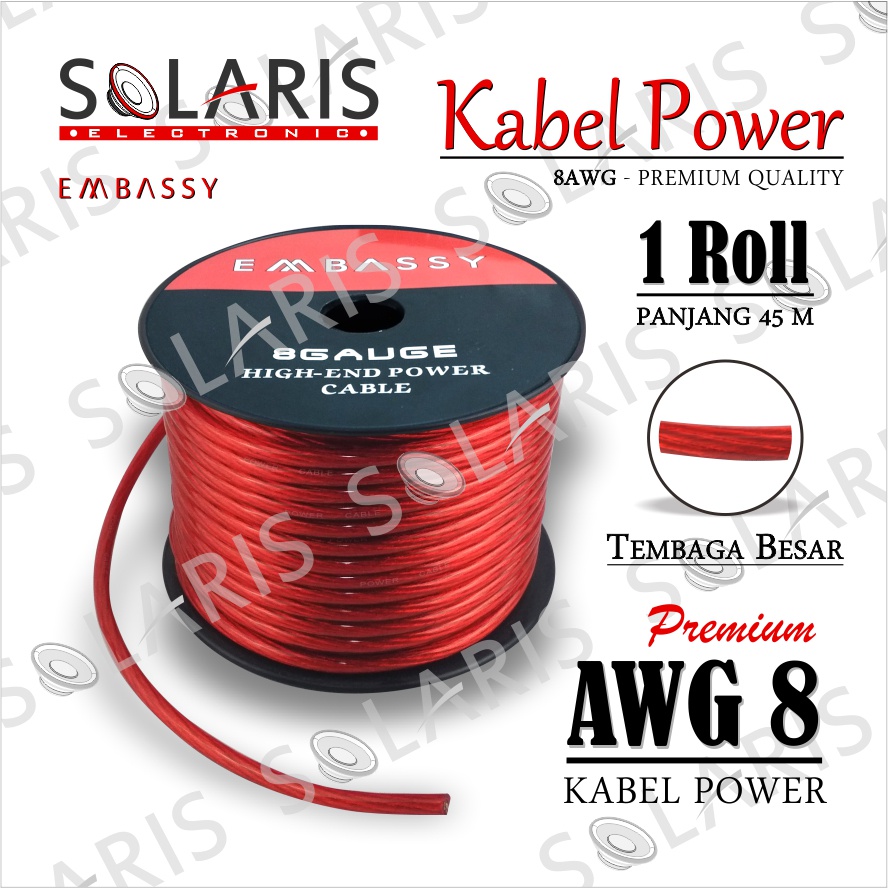 Jual KABEL POWER AWG 8 Untuk Instalasi Audio Mobil 1 ROLL 40 Meter ...