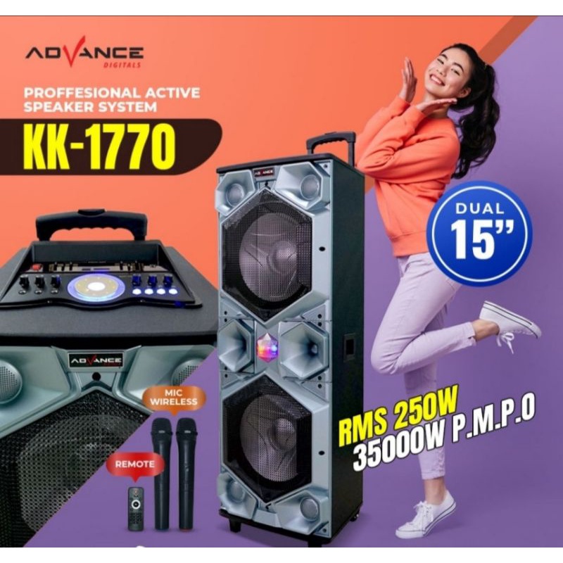 Jual ADVANCE SPEAKER ACTIVE DUAL 15 INCH KK-1770 | Shopee Indonesia