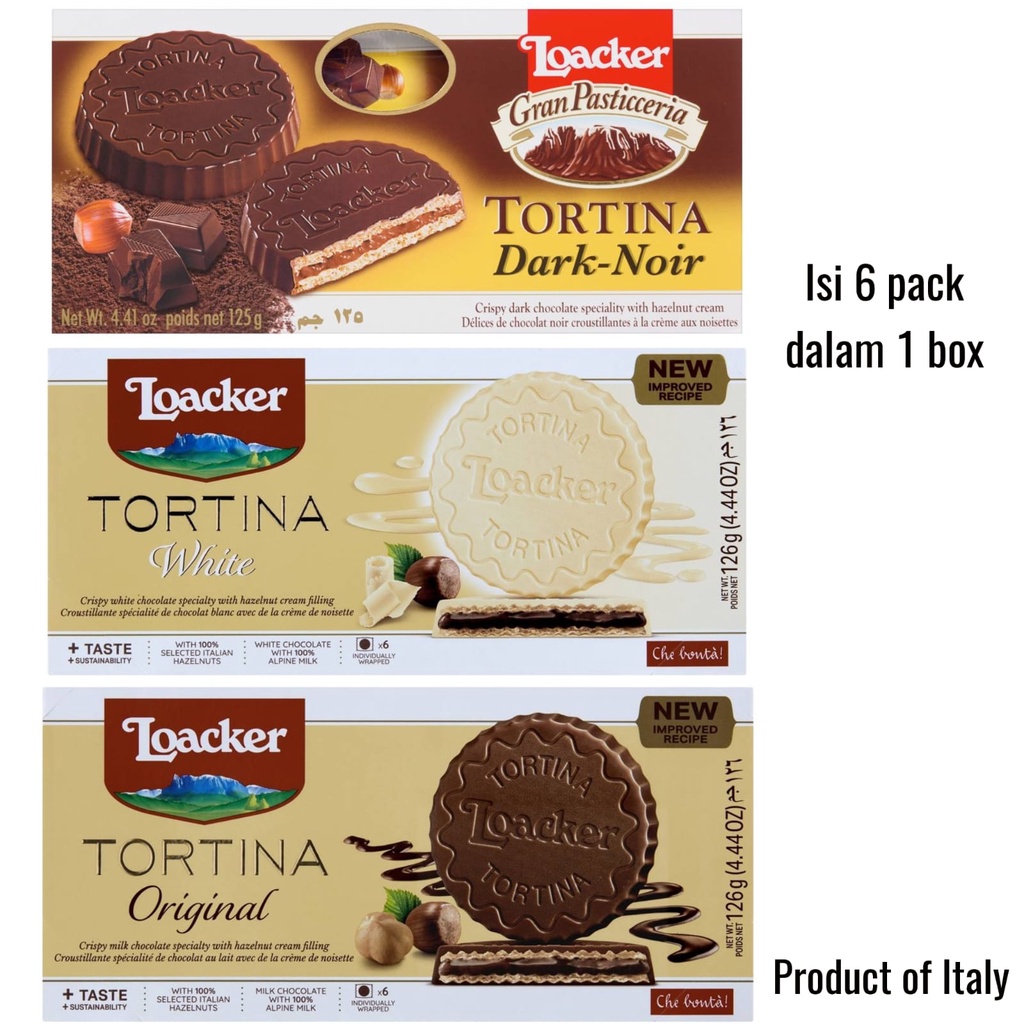 Jual Loacker tortina original/dark/white 125 gr/Tortina Chocolate ...