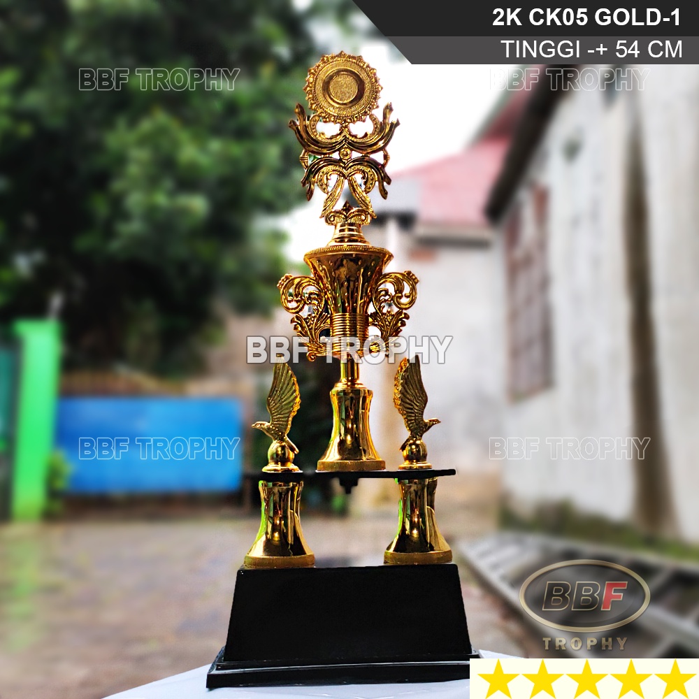 Jual Piala 2 kaki 2K CK05 GOLD SATUAN | Shopee Indonesia