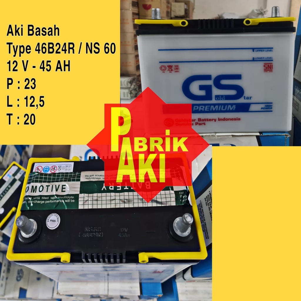 Jual AKI BASAH MOBIL GS G LM NS 60 NS60 46B24R X-OVER CORONA VANTREND GEELY X-RV | Shopee Indonesia
