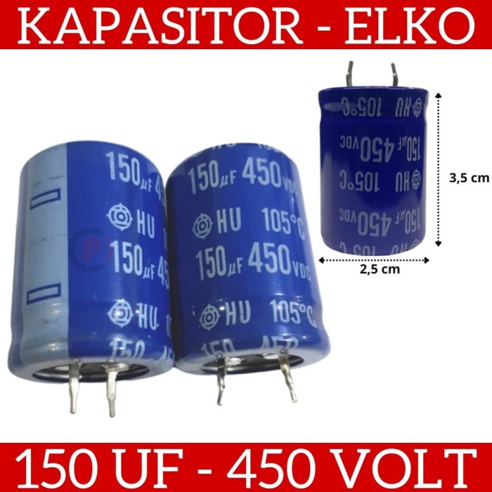 Jual Elko Kapasitor Elco Capacitor 150uF 150 uF 450V 450 Volt Regulator ...