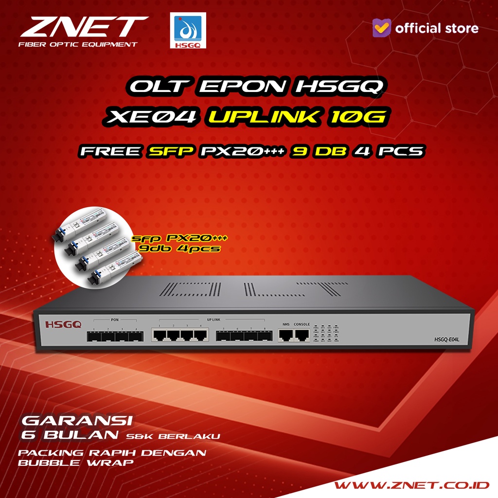 Jual HSGQ Epon OLT 4 Port XE04 10G With SFP PX20+++ 9DB Original ODI | Shopee Indonesia
