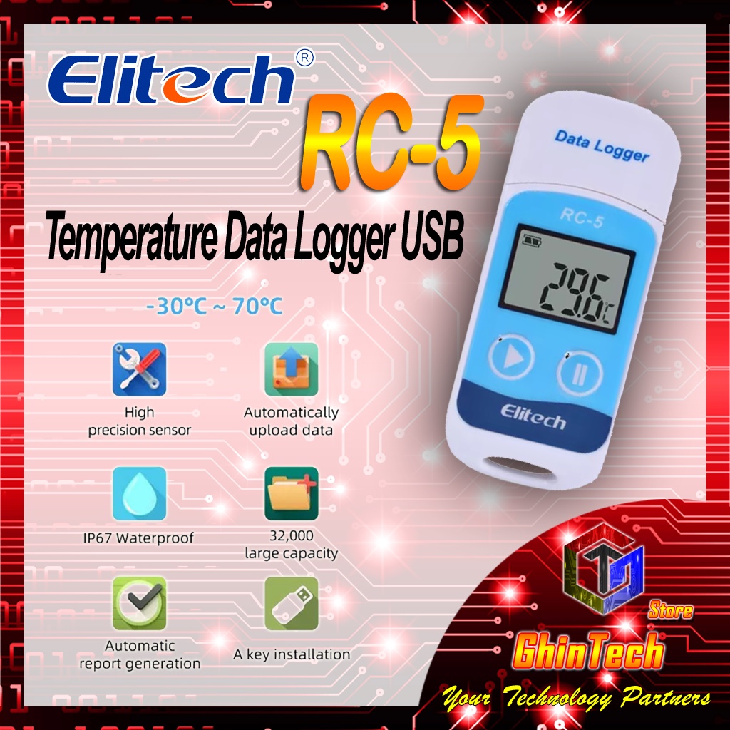 Jual Elitech RC5 Temperature Data Logger Monitor USB RC 5 RC-5 Suhu ...