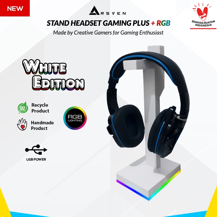 Jual Stand Holder Headset Gaming RGB White - Hanger Headphone LED Putih ...
