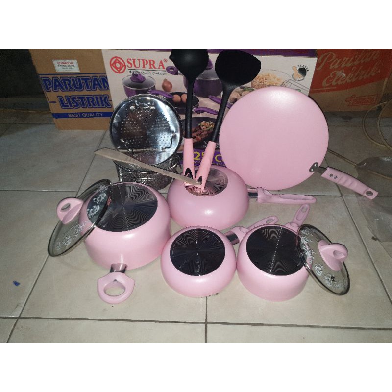 Jual Supra Cookware Set Premium 12pcs / Panci Set Supra 12pcs GOJEK ...