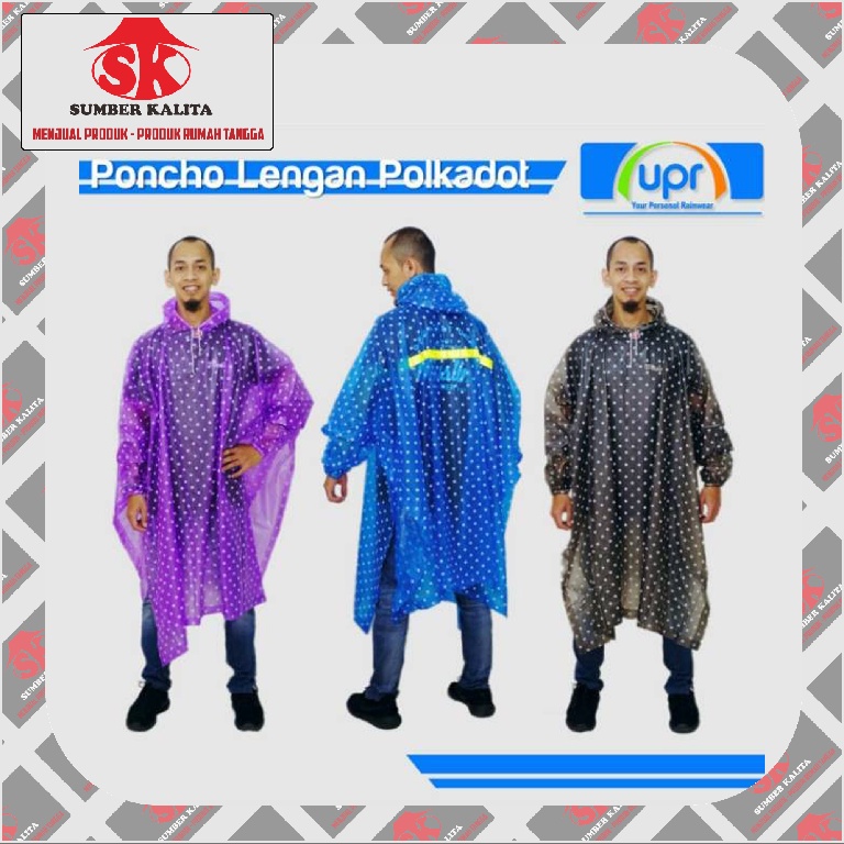 Jual JAS HUJAN PONCO LENGAN POLKADOT UPR, UP 2202 (HITAM & UNGU ...