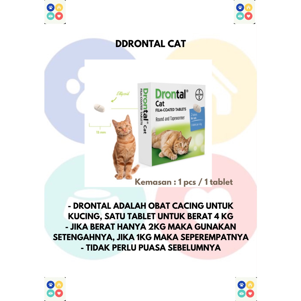 Jual DRONTAL CAT TABLET Obat Cacing Kucing bs untuk anak kucing kitten ...