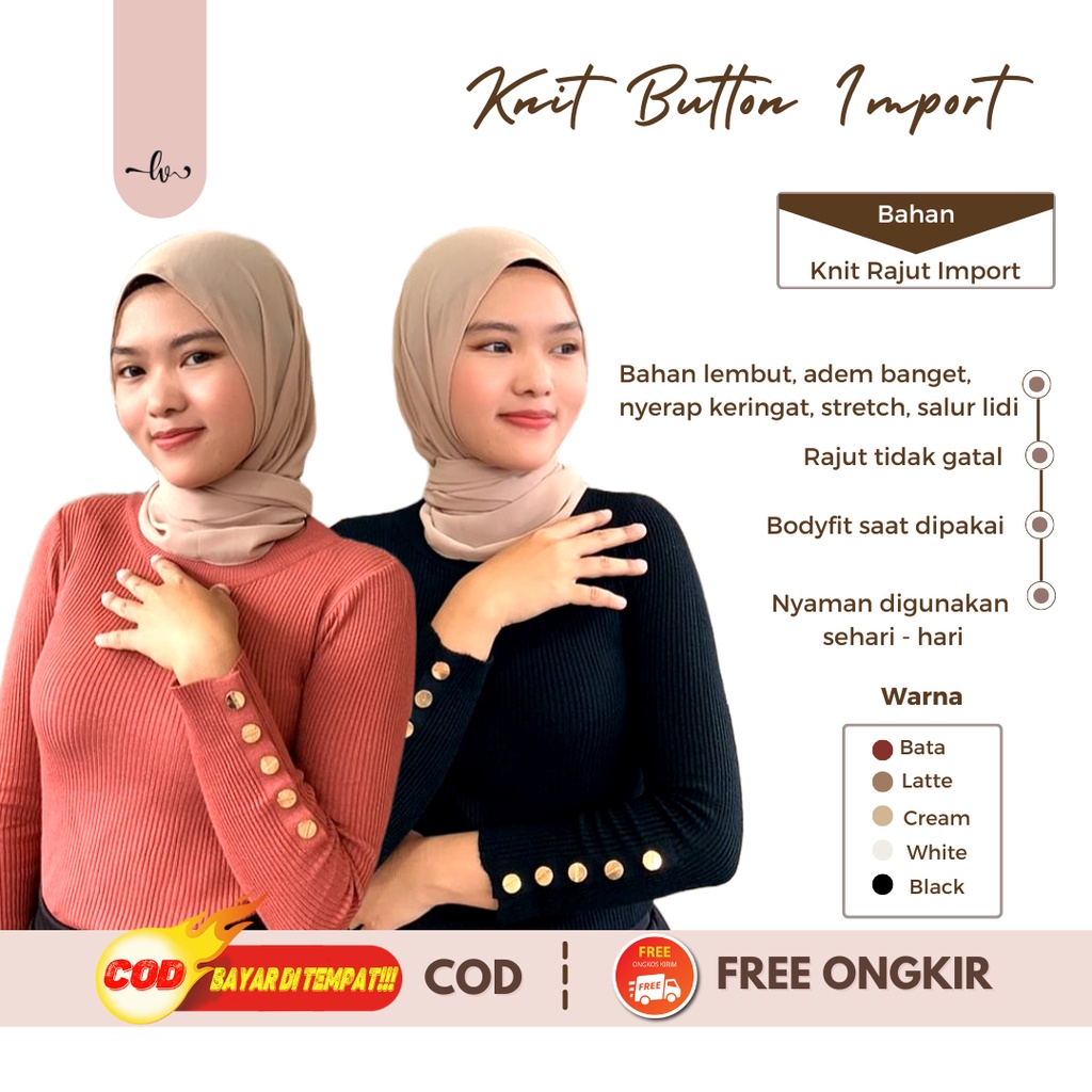 Jual INNER RAJUT KNIT BUTTON IMPORT - Manset Baju Inner Rajut Knit ...