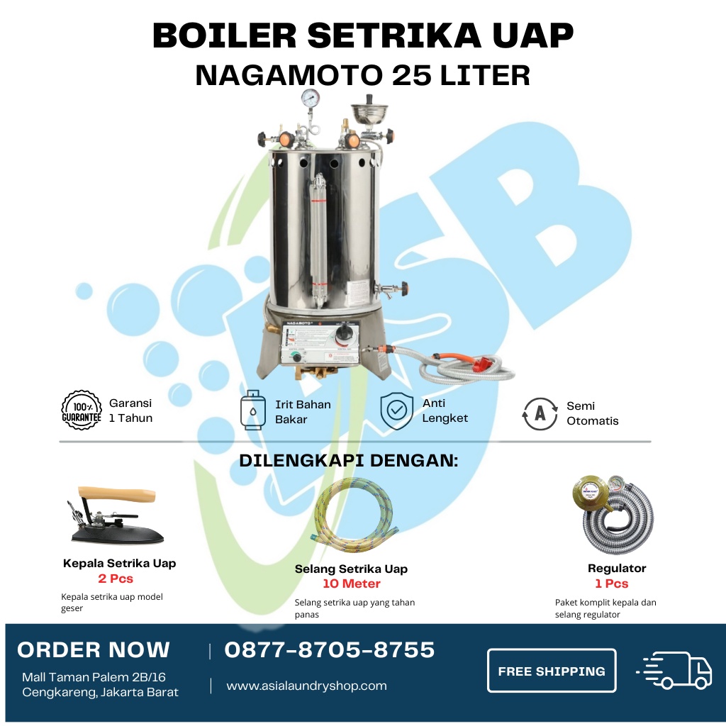 Jual Boiler Setrika Uap Otomatis Nagamoto Otomatis Komplit Tabung dan ...