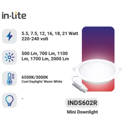 Jual InLite Lampu LED Panel Plafon Slim Downlight 18W 18 Watt INDS602R ...