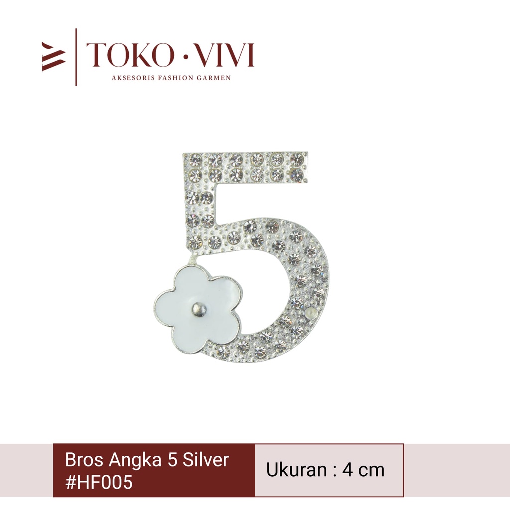 Jual Vivi Bros Angka Lima / Bros Bunga Melati Perak #HF005 (4 cm) | Shopee Indonesia