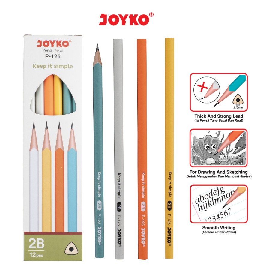Jual Pensil 2b Joyko P 125 Pencil Triagonal Grip Trigonal Segita Warna