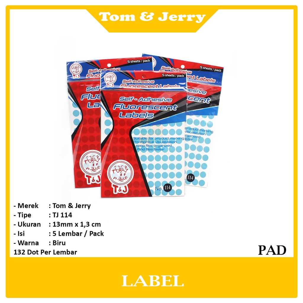 Jual Tom & Jerry - Color Dot Labels 114 Biru - Pad | Shopee Indonesia