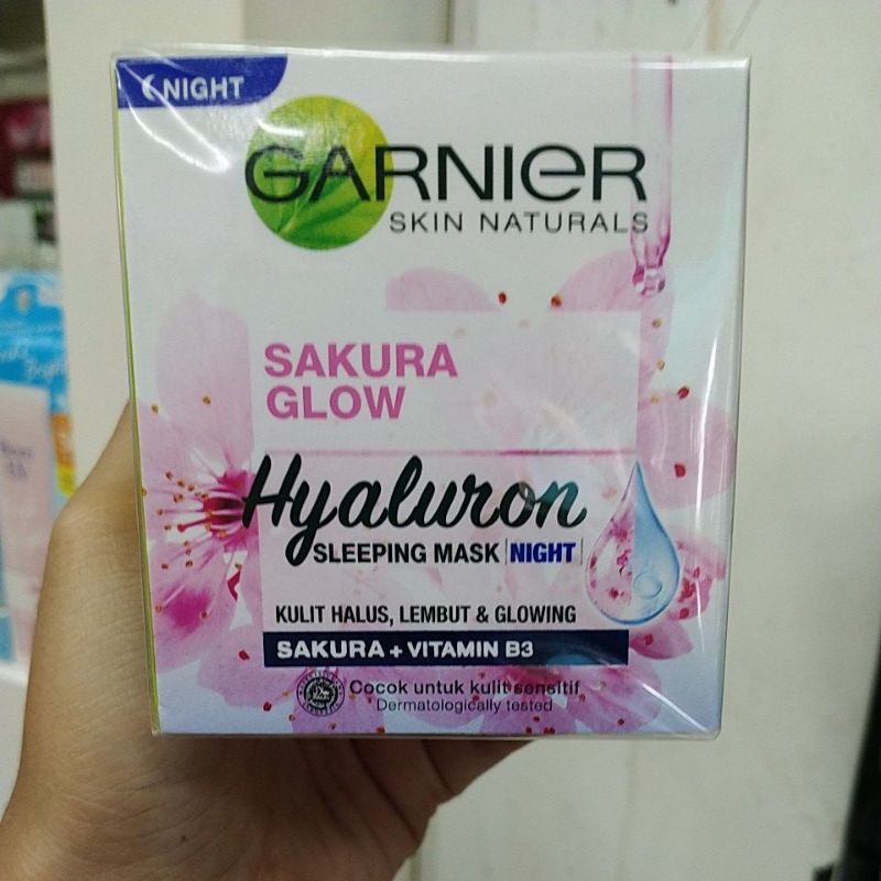 Jual Garnier sakura glow hyaluron sleeping mask night 50ml | Shopee ...
