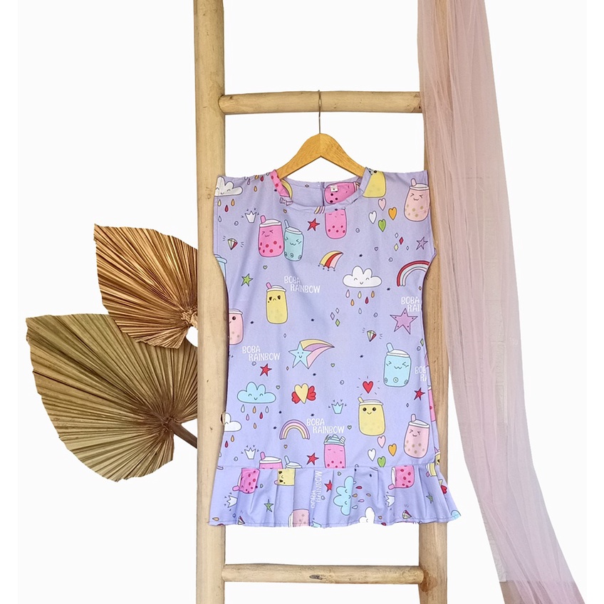 Jual Daster Anak Perempuan Murah Motif Boba Lilac 3-10 Tahun | Shopee ...