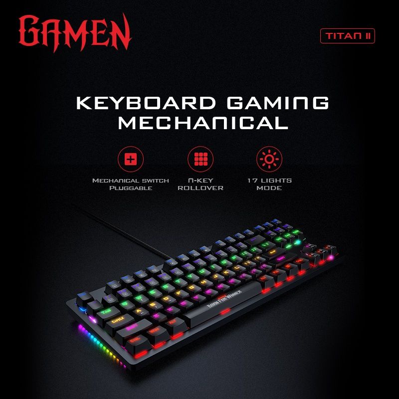 Jual Keyboard Gaming GAMEN TITAN II Mechanical LED Pluggable Switch ...