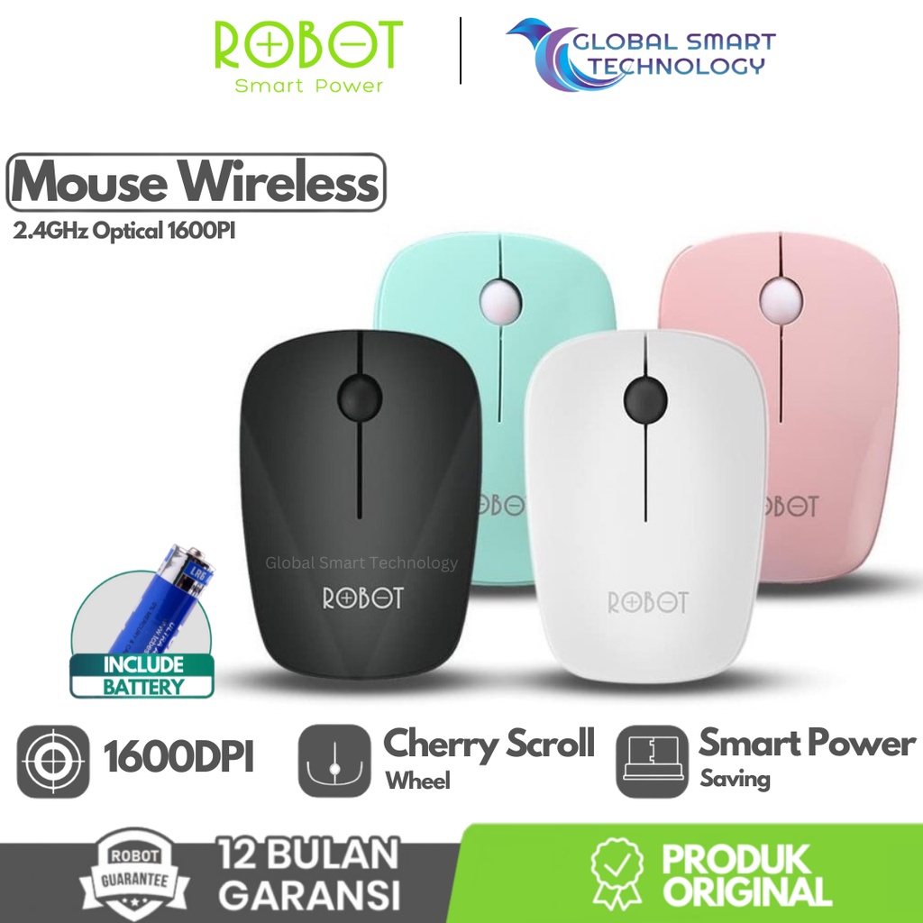 Jual ROBOT M220 Mouse Wireless Portable 2.4G Optical Mouse 1600DPI ...