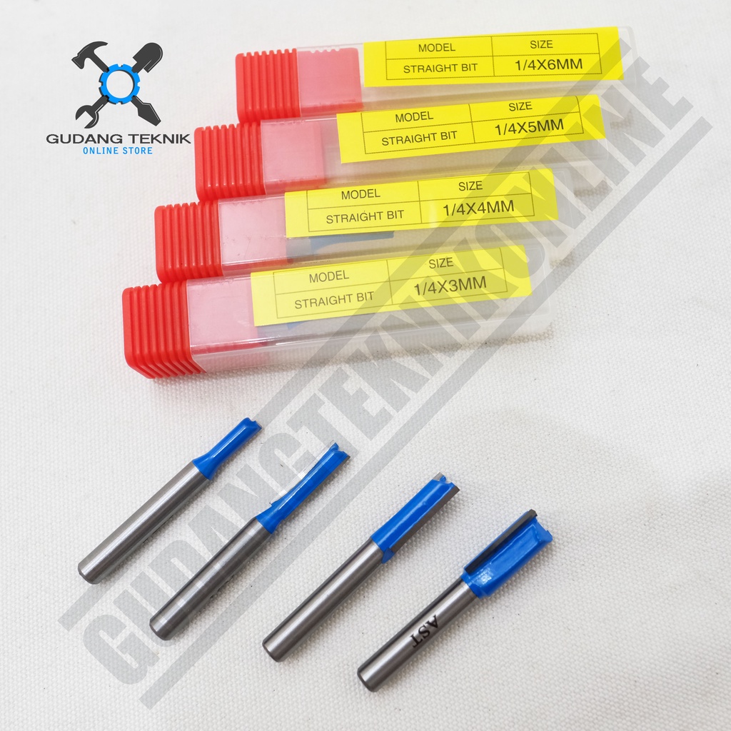 Jual Mata Profil Kayu STRAIGHT BIT AST 1/4" x 3mm 4mm 5mm 6mm 8mm 10mm ...