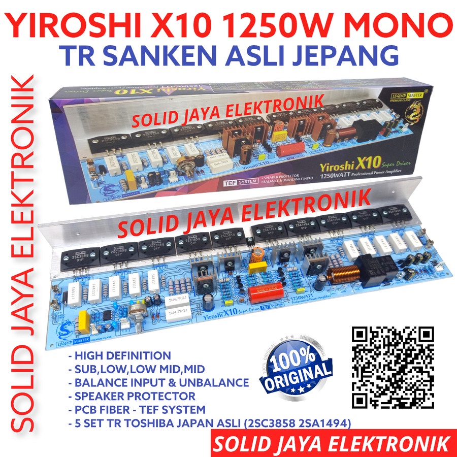 Jual KIT POWER YIROSHI X10 1250W TEF SYSTEM X 10 X-10 PLUS TR SANKEN ASLI 2SA1494 2SC3858 MONO ...