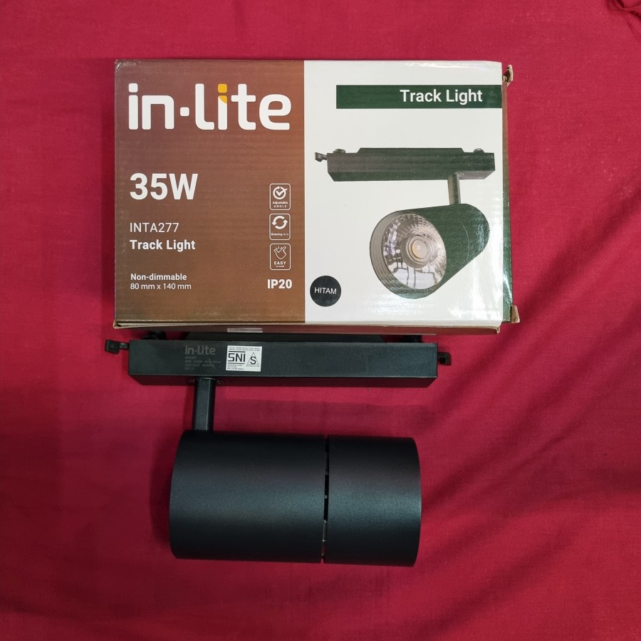 Jual INTA277 Track Light Kap Lampu Rel LED 35w Body Hitam Inlite ...