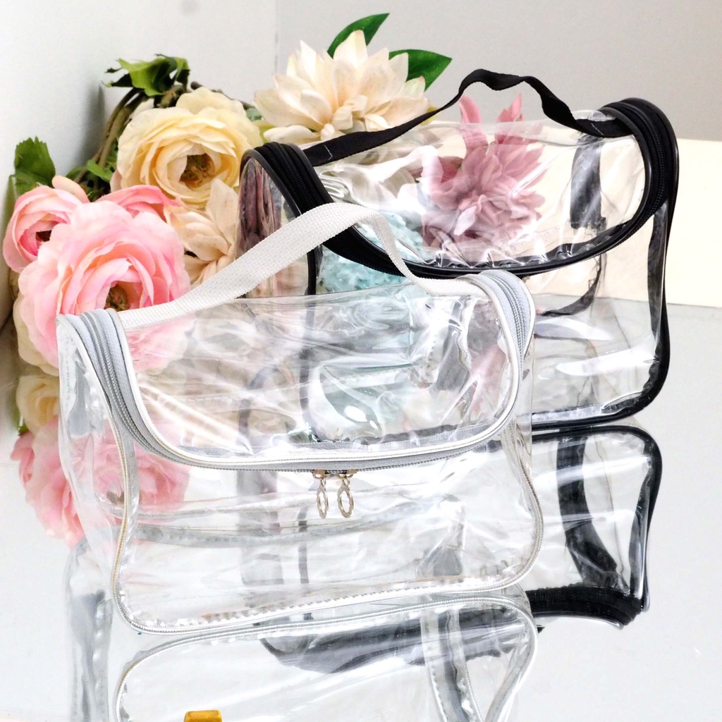Jual Dompet Kosmetik Mika Transparan Warna Tas Tenteng Pouch Serbaguna ...