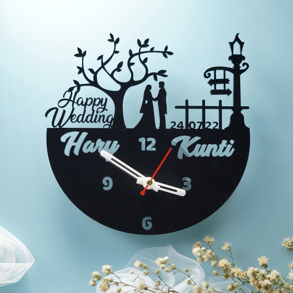 Jual Jam Dinding Custom Wedding Ukuran 20Cm / Jam Dinding Akrilik / Jam ...