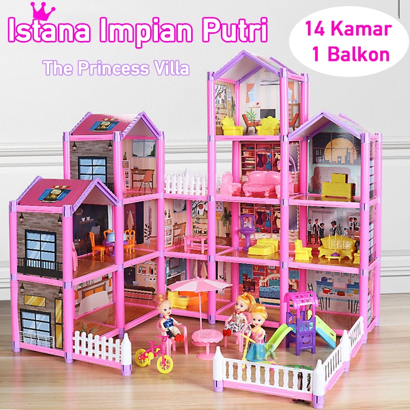 Jual LNR Shop 259 pcs Set Mainan Rumah Rumahan 4 Lantai Boneka Barbie ...