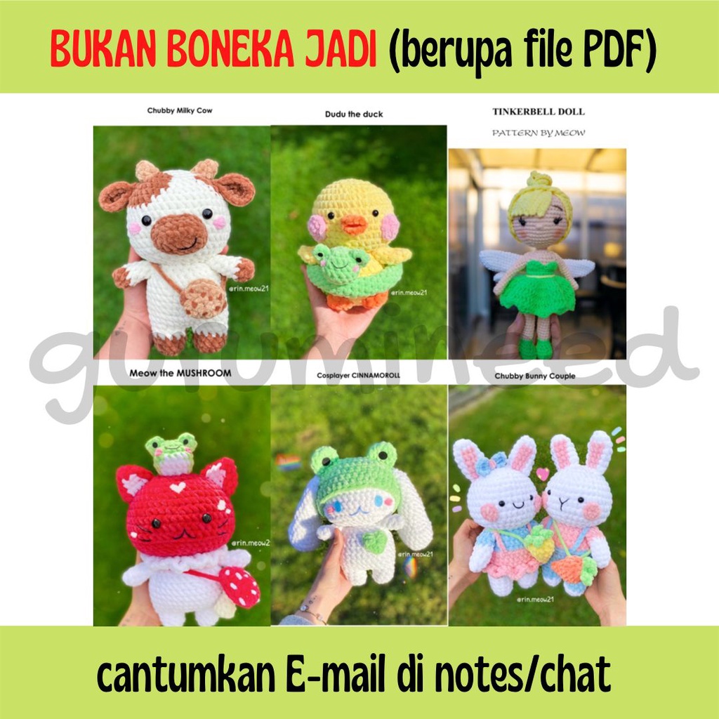 Jual Pola Merajut ( Amigurumi Crochet Pattern ) PDF File - RIN MEOW COW ...