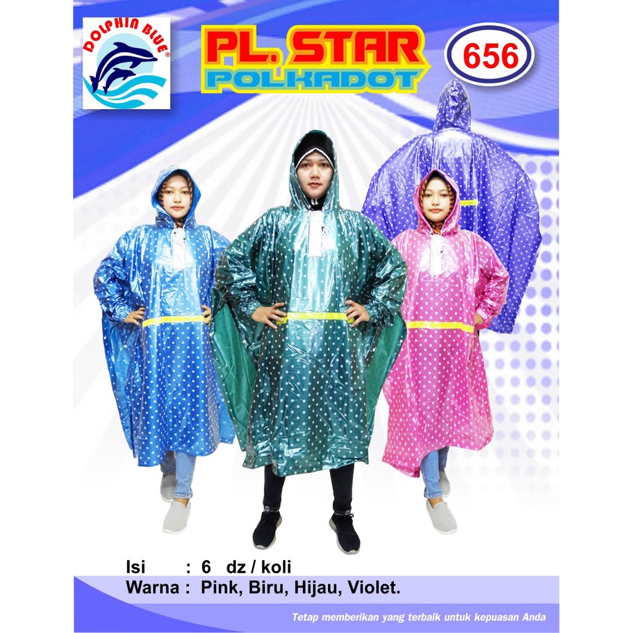 Jual murahhh...PONCHO 656 LENGAN STAR POLKADOT DOLPHIN BLUE JAS HUJAN ...