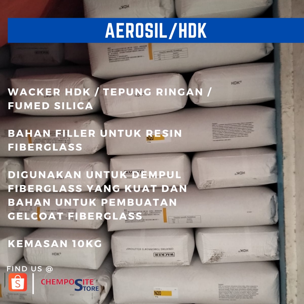 Jual aerosil wacker HDK n20 - tepung ringan fiberglass fumed silica 10KG | Shopee Indonesia