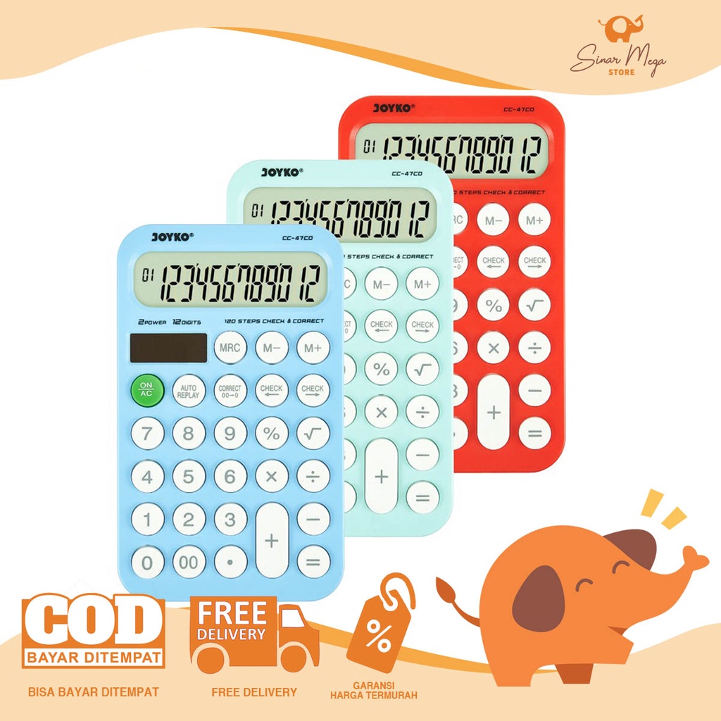 Jual Joyko Calculator CC-47CO / Kalkulator 12 Digits / Check Correct ...