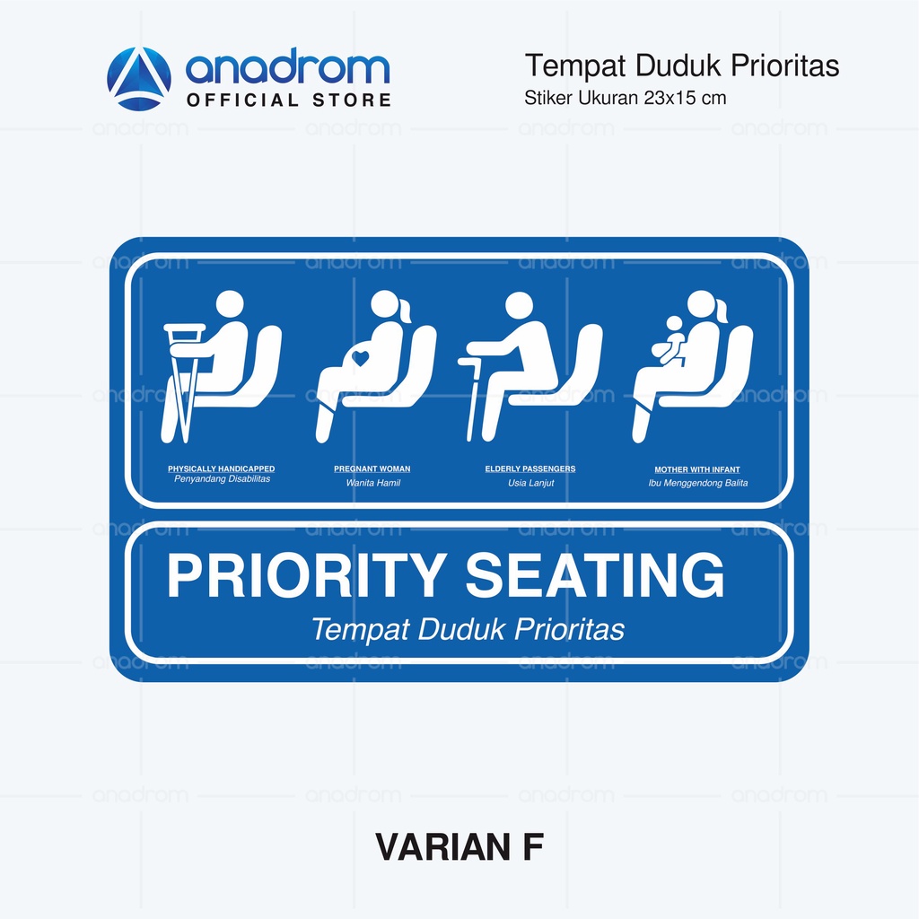 Jual Stiker Tempat Duduk Prioritas I Size 23x15 Cm I Anadrom 3175 ...