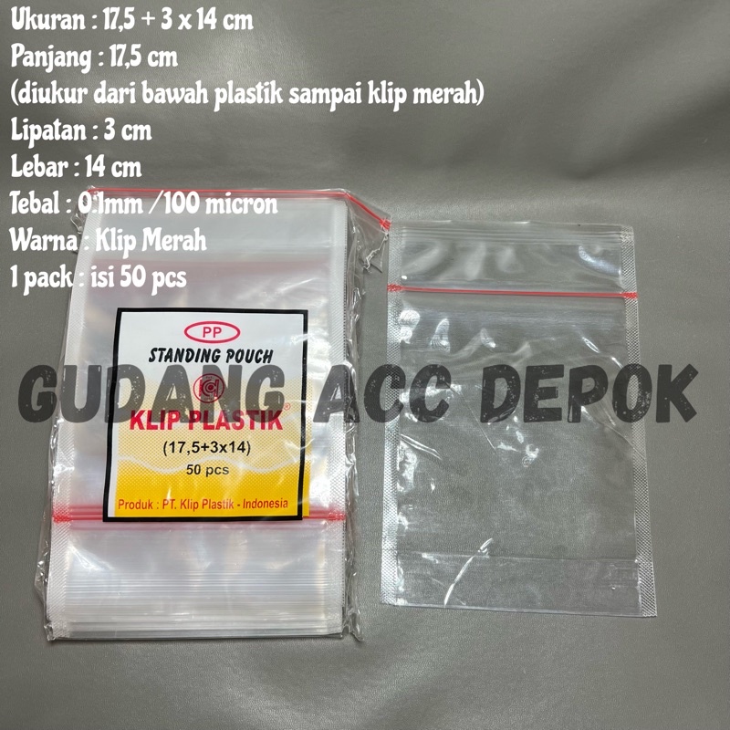 Jual PLASTIK KLIP PP STANDING POUCH SEAL LEBAR 17.5+3x14 cm / PLASTIK ...
