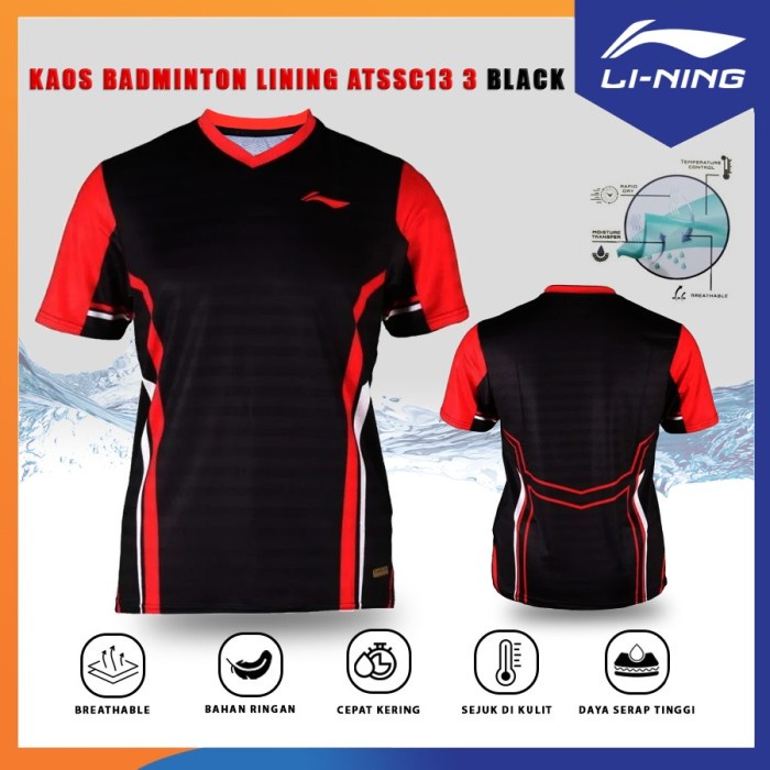 Jual LINING ATSSC13 T-Shirt Jersey/Kaos Badminton Original | Shopee Indonesia