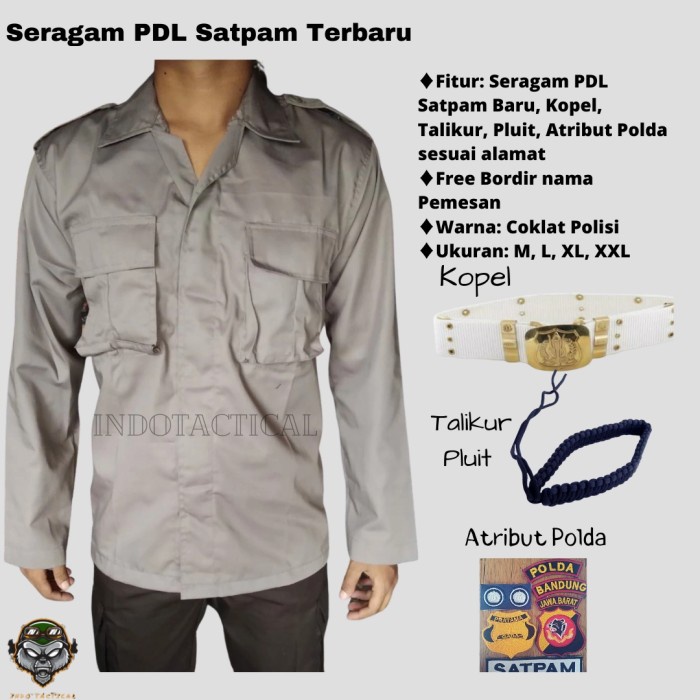 Jual DISKON COD Seragam Satpam Baru Coklat Polri Kumplit, Seragam PDL Seragam Security - M ...