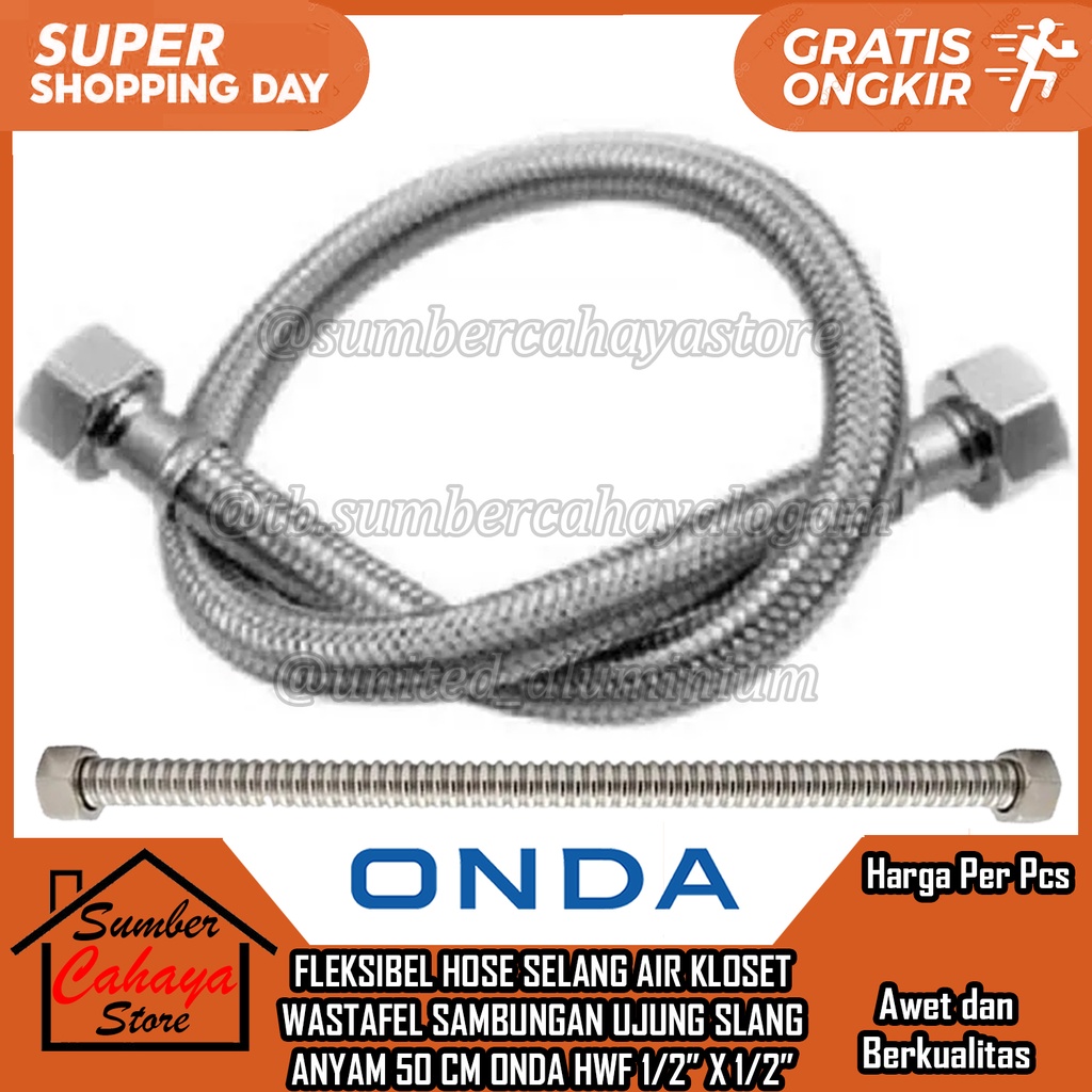 Jual ONDA HWF 1/2" x 1/2" HOT WATER HOSE 50 CM SELANG KAKU AIR PANAS FLEXIBLE FLEXIBEL FLEKSIBEL ...
