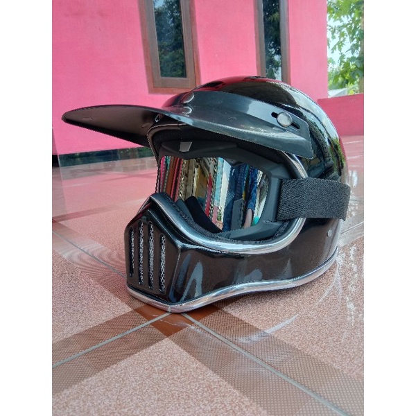 Jual HELM CAKIL RETRO / HELM CAKIL FULL FACE / HELM CAKIL PRIA HITAM ...
