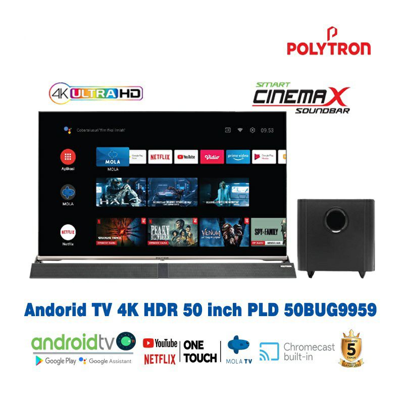Jual POLYTRON TV LED ANDROID 50Inch + Soundbar TV Android PLD-50BUG9959 ...