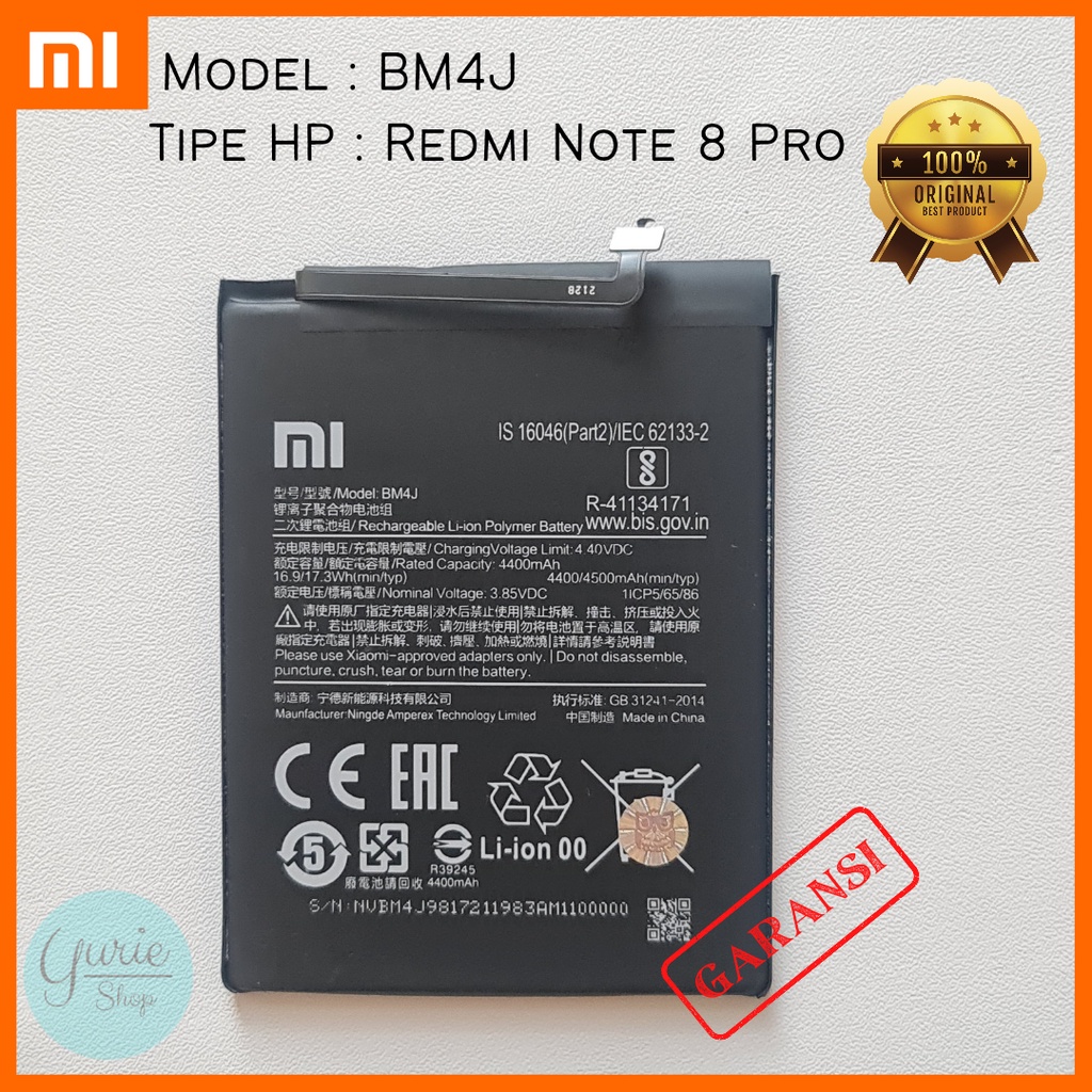 Jual BATERAI BATTERY BATRE XIAOMI REDMI NOTE 8 PRO BM4J ORIGINAL ...