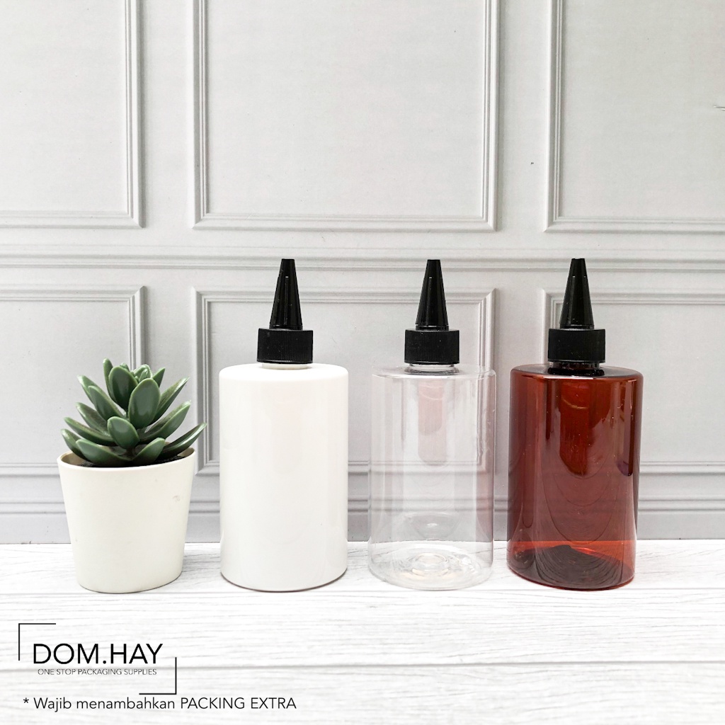 Jual Botol Tinta Kerucut Hitam 250ml RFS Plastik PET Botol Ujung Lancip ...