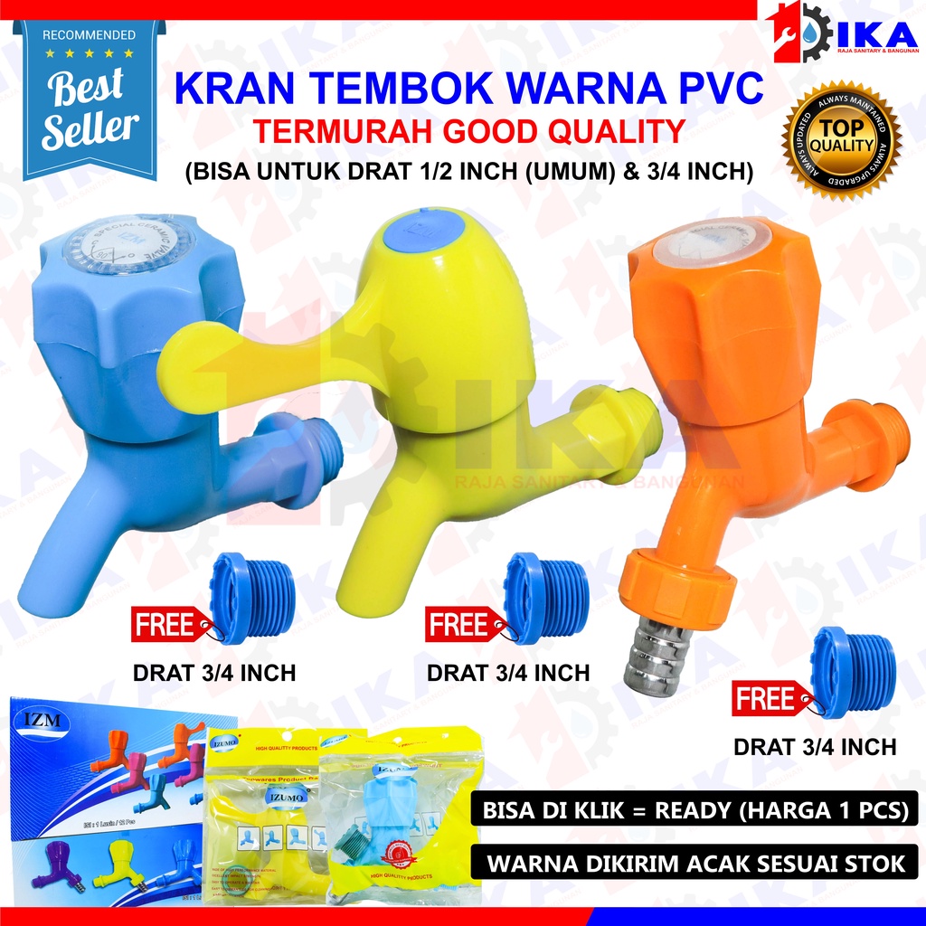 Jual Kran Tembok Air Plastik 1/2 putar / Kran Air Plastik 1/2" / Kran ...