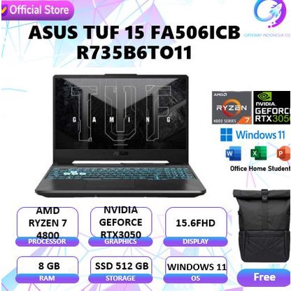 Jual Asus Tuf 15 Fa506Icb R735B6To11 Ryzen 7 4800 8Gb 512Ssd Rtx3050 ...