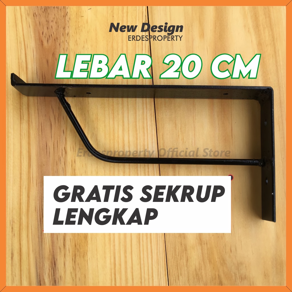 Jual Siku Papan Bracket Besi Ambalan Dinding Lebar Extra 20 CM FREE ...