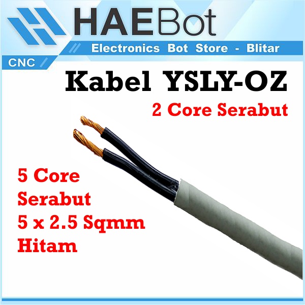 Jual [HAEBOT] Kabel Kontrol YSLY-OZ isi 2 Core 2x0.5 Sqmm Serabut Listrik DC AC CNC Cable ...