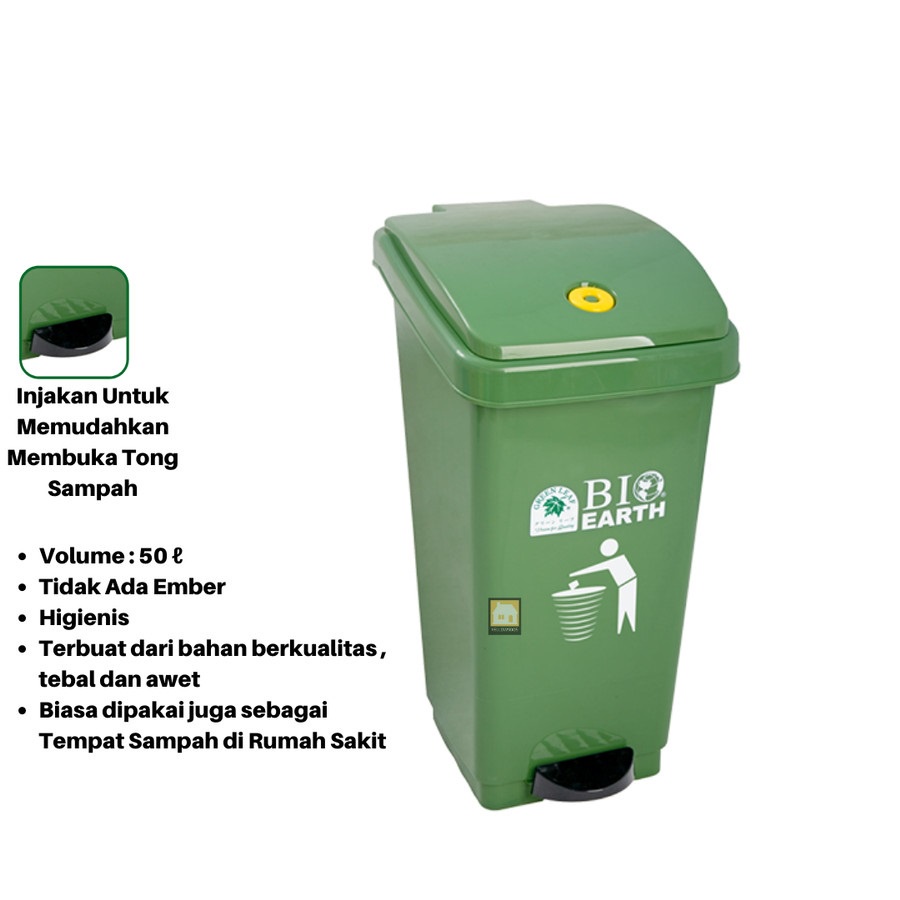 Jual GREEN LEAF BIO 2160 TEMPAT SAMPAH INJAK 50 L STEP ON DUST BIN DUSTBIN PEDAL | Shopee Indonesia