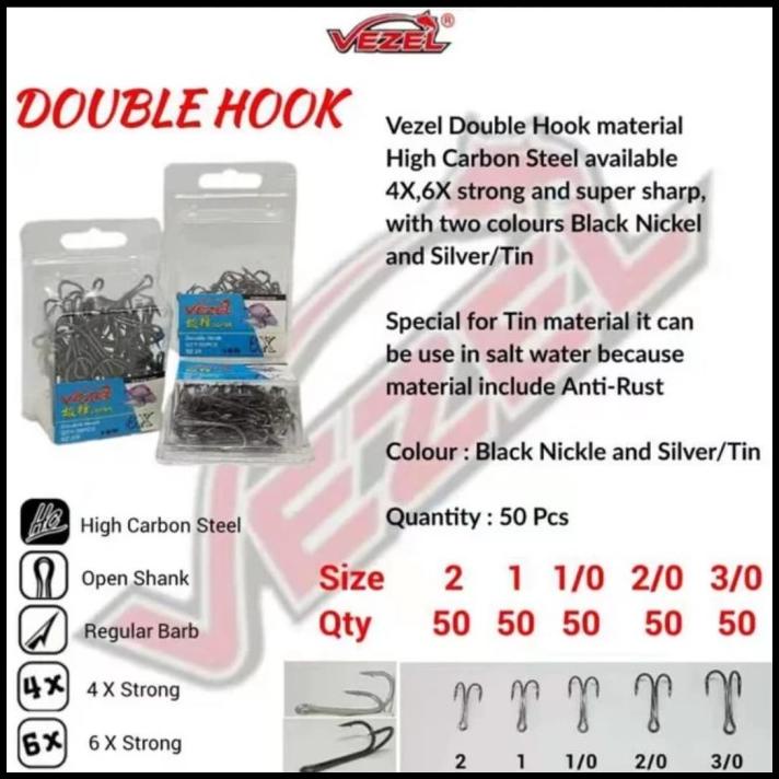 Jual Mata Pancing Double Hook 4X Strong - 50 Pcs | Shopee Indonesia