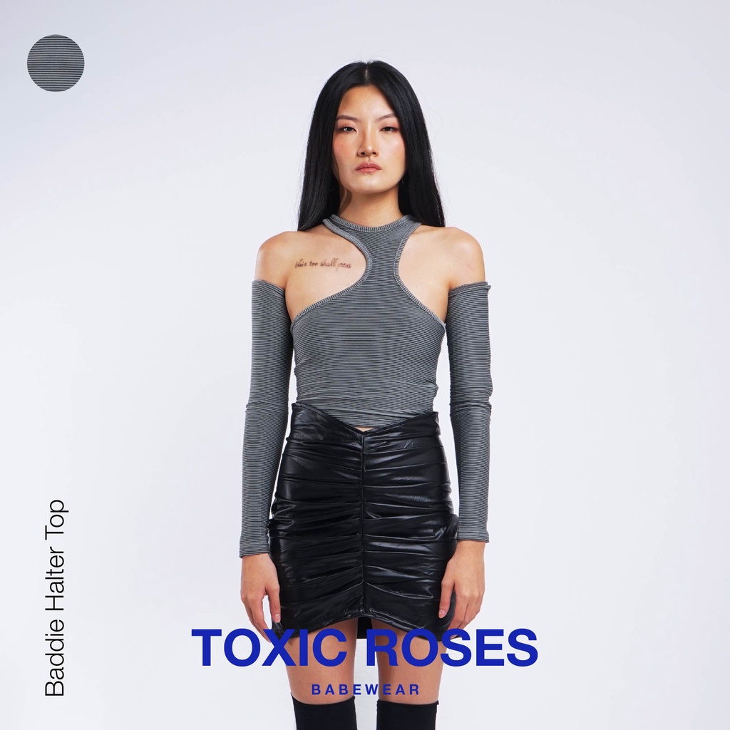 Jual TOXIC ROSES - Baddie Halter Top - Available in Grey | Shopee Indonesia