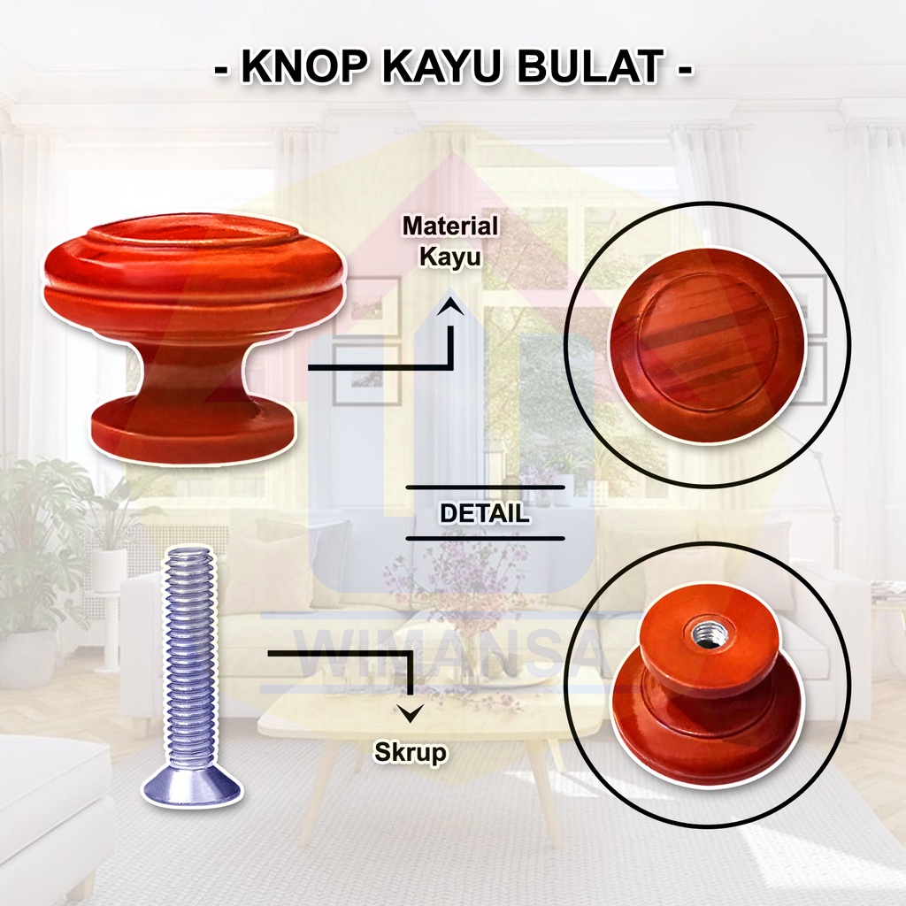 Jual KNOP KAYU BULAT COKLAT - TARIKAN LACI LEMARI PINTU | Shopee Indonesia