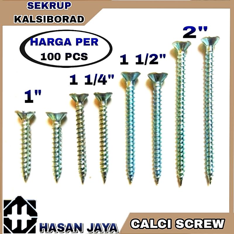 Jual 100 Pcs Sekrup Skrup GRC Kalsiboard #6 x 1" ( 2,5cm ) / #6x2" Calci Scew #6 x 1 1/2" (5cm ...